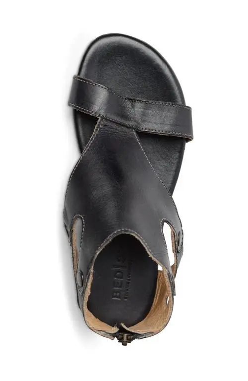 Bed Stu Soto Flat Sandals - Black Rustic Leather