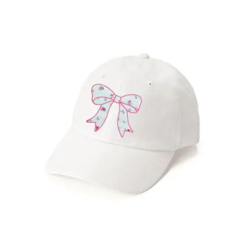 SWEET WINK Sky Blue Floral Bow Patch Baseball Hat - White