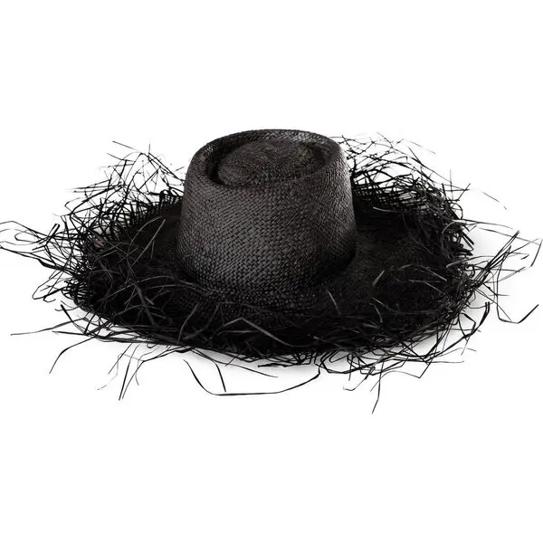 BRUNNA.CO The Catalina Frayed Straw Sun Hat - Black