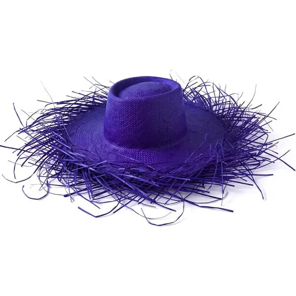 BRUNNA.CO The Catalina Frayed Straw Sun Hat - Blue