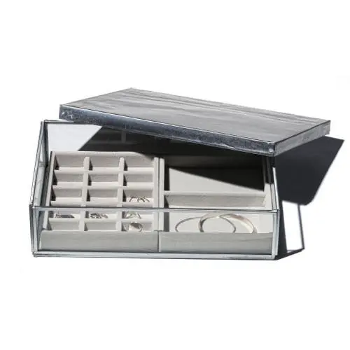 PUEBCO Glass Jewelry Box With Recycled Steel Lid - Single
