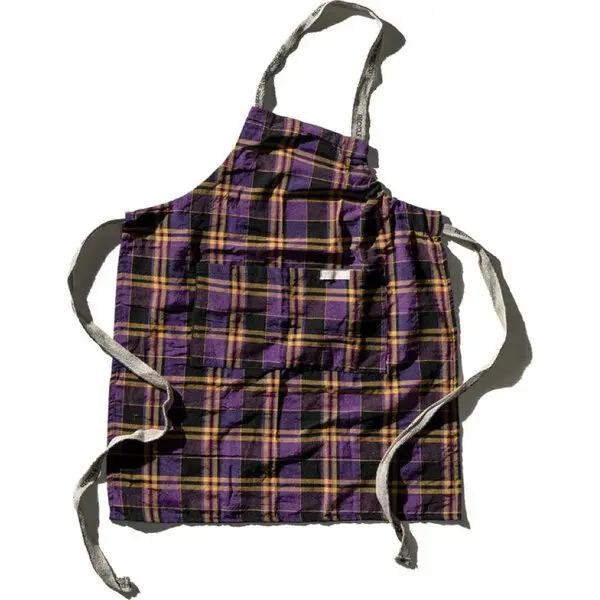 PUEBCO Recycle Cotton Check Apron - Purple