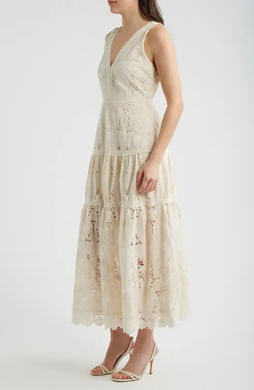 LUCY PARIS Embroidered Lace Midi Dress
