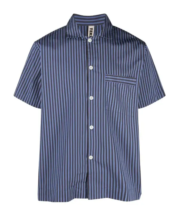 TEKLA Pajama Short-sleeved Shirt - Blue