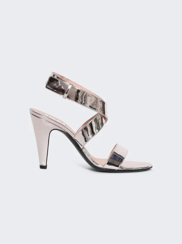 ALAÃA Alaïa Cone Heel Sandals In Mirror Blush And Argent
