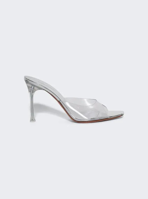 Amina Muaddi Alexa Glass Slipper 95 Transparent Pvc And Silver Mirror