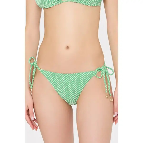 MILLY Chevron Tie Side Bikini Bottoms - Green