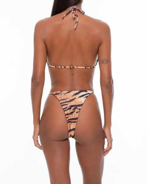 One Empire Iris Leo Print Triangle Bikini Top