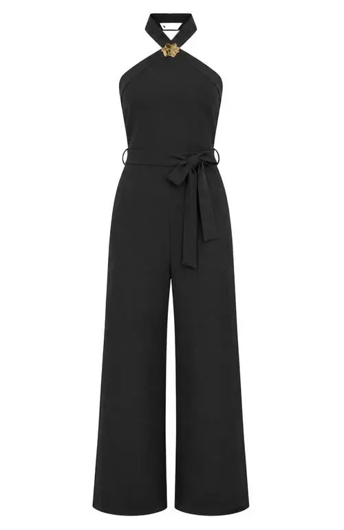 YUMI Halter Neck Wide Leg Jumpsuit