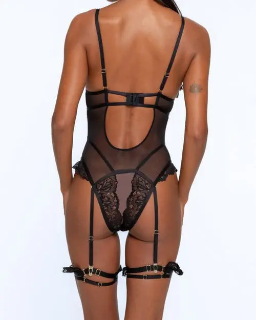 ONE EMPIRE Ruelle Bodysuit With Lace And Corset Detailing