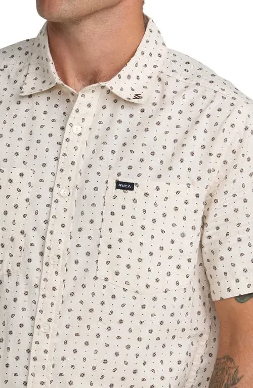 Rvca Breezy Floral Short Sleeve Button-up Shirt - Ceramic