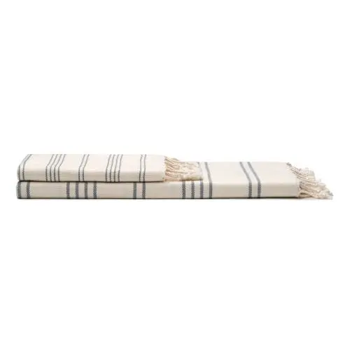 OLIVIERA HOME Heritage Stripe Turkish Cotton Bath And Hand Towelset - Gray