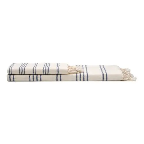 OLIVIERA HOME Heritage Stripe Turkish Cotton Bath And Hand Towelset - Navy