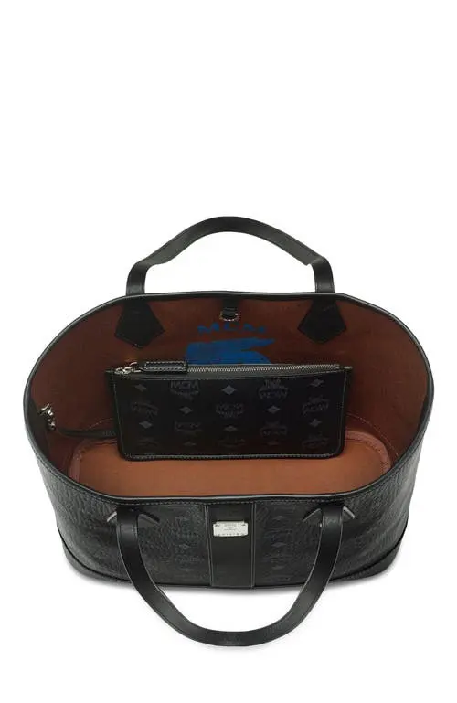 Mcm Small Liz Shopper In Visetos Monogram Canvas - Black