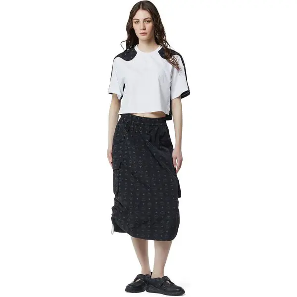 Mcm Monogram Midi Skirt In Recycled Nylon - Black