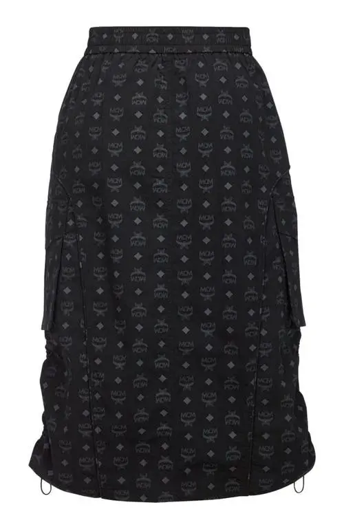 Mcm Monogram Midi Skirt In Recycled Nylon