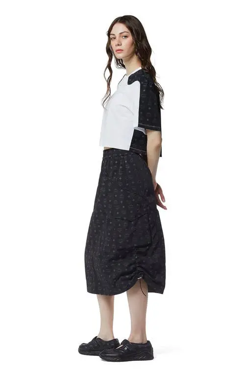 Mcm Monogram Midi Skirt In Recycled Nylon