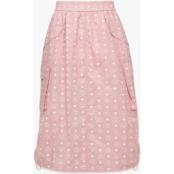 Mcm Monogram Midi Skirt In Recycled Nylon - Soft Pink