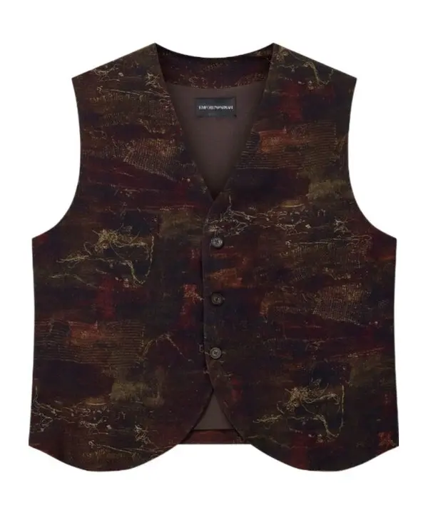Emporio Armani Cupro Twill All-over Print Waistcoat