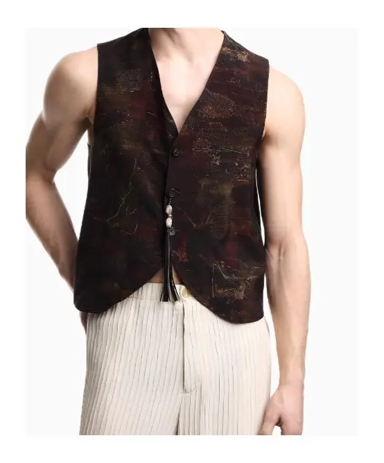 Emporio Armani Cupro Twill All-over Print Waistcoat