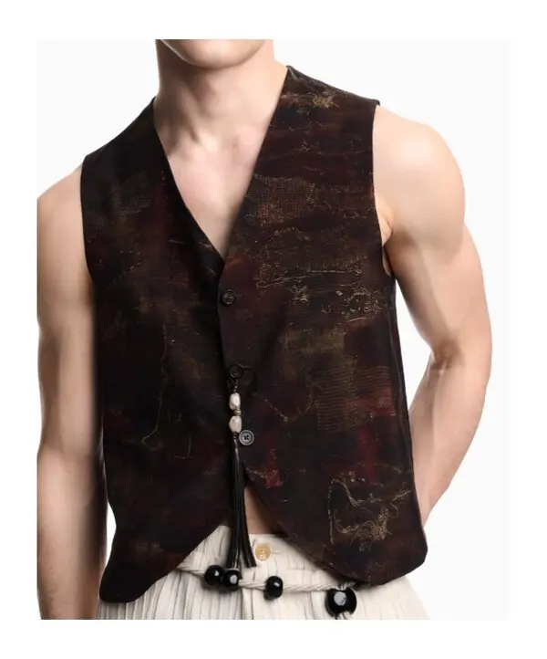 Emporio Armani Cupro Twill All-over Print Waistcoat
