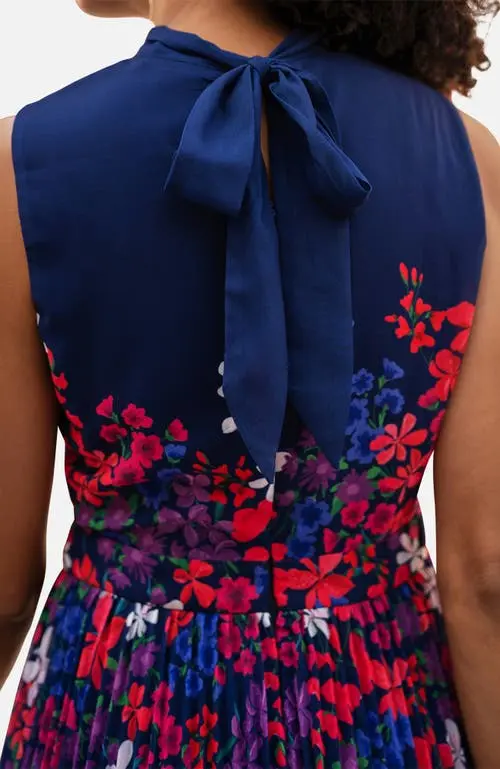 YUMI Printed Pleated Midi Dress