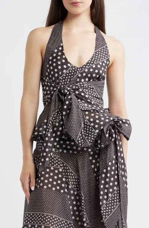 DAMSON MADDER Leandra Tie Waist Halter Camisole - Dark Brown