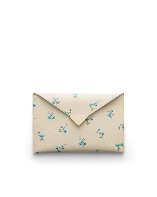 Prada Printed Saffiano Leather Envelope Clutch