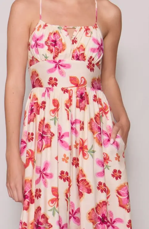 MELLODAY Floral Print Sleeveless Maxi Dress