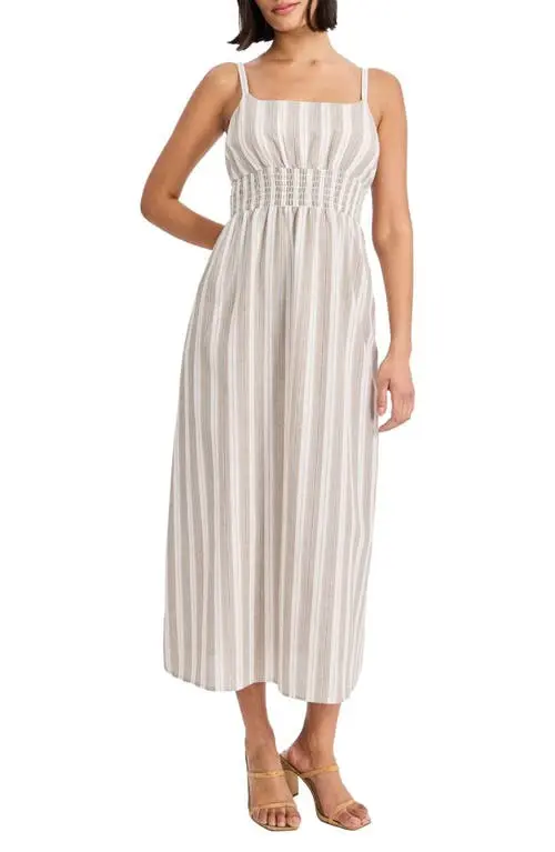 THE GOOD JOURNEY Stripe Square Neck Midi Dress