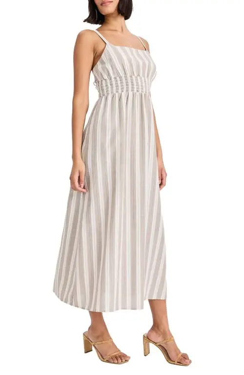THE GOOD JOURNEY Stripe Square Neck Midi Dress
