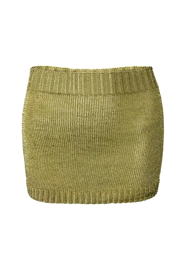 NATALIA FEDNER Metallic Knit Mini Skirt - Gold