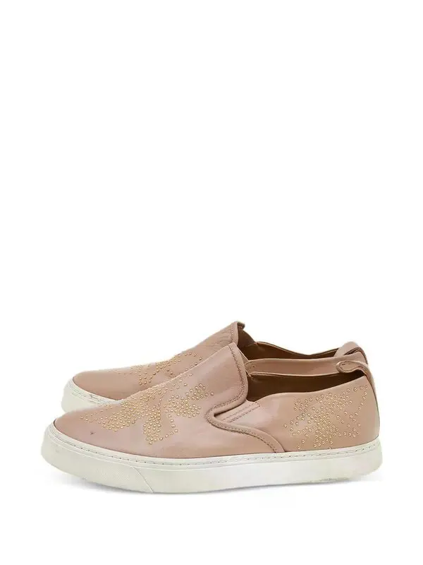 Chloé Embellished Leather Slip-on Sneakers
