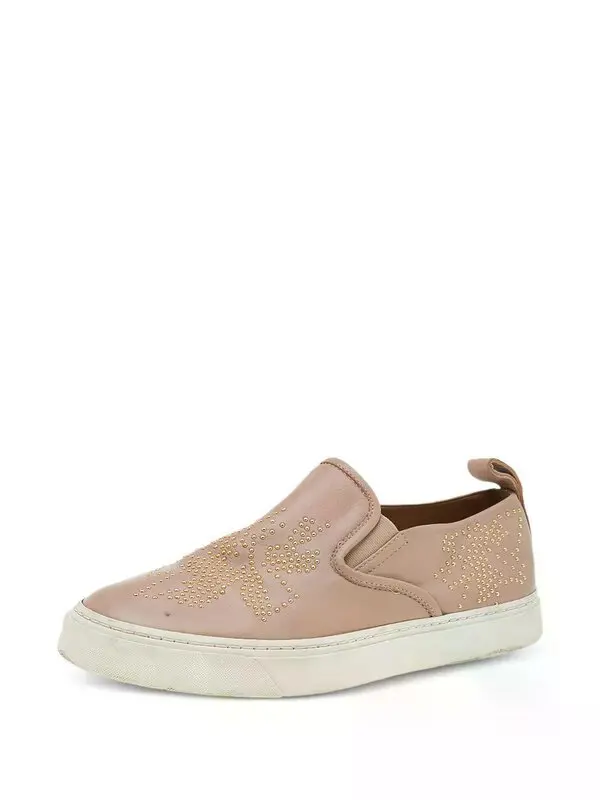 Chloé Embellished Leather Slip-on Sneakers