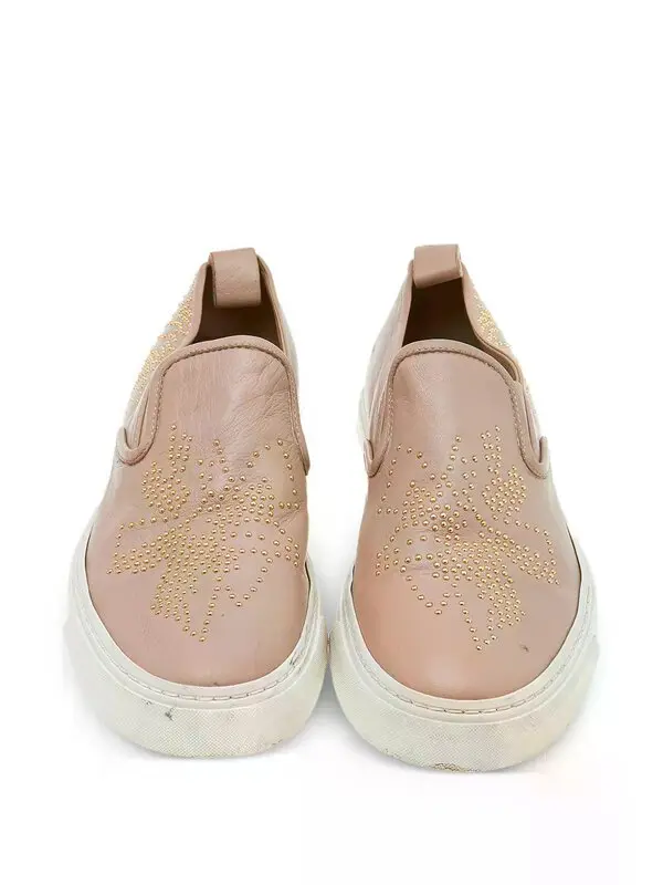 Chloé Embellished Leather Slip-on Sneakers
