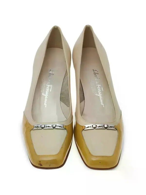 FERRAGAMO Logo-plaque Block Heel Pumps