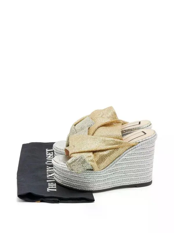 N°21 Glitter Fabric Knot Detail Heeled Espadrilles