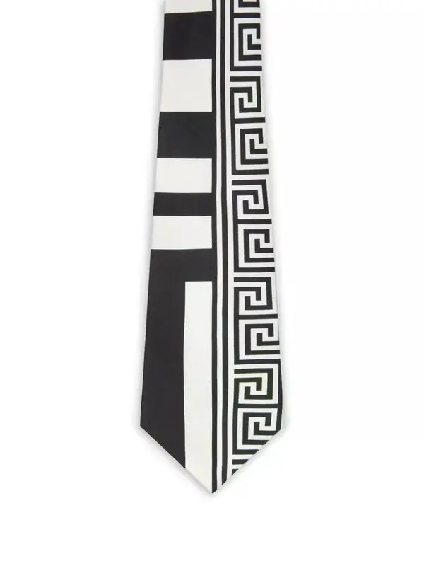 Versace Printed Silk Twill Tie - Black