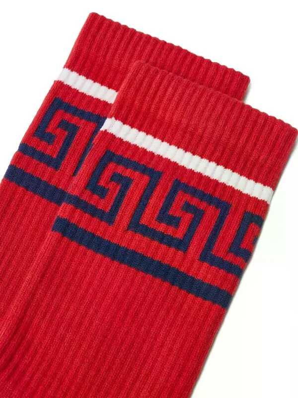 Versace Cotton Ribbed Socks With Greca Pattern