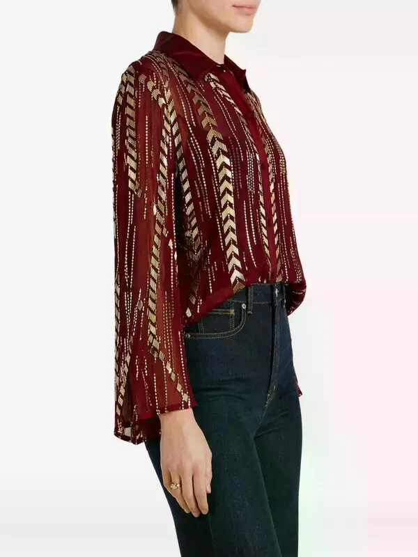 TEMPERLEY LONDON Viola Sequin Embellished Shirt - Red