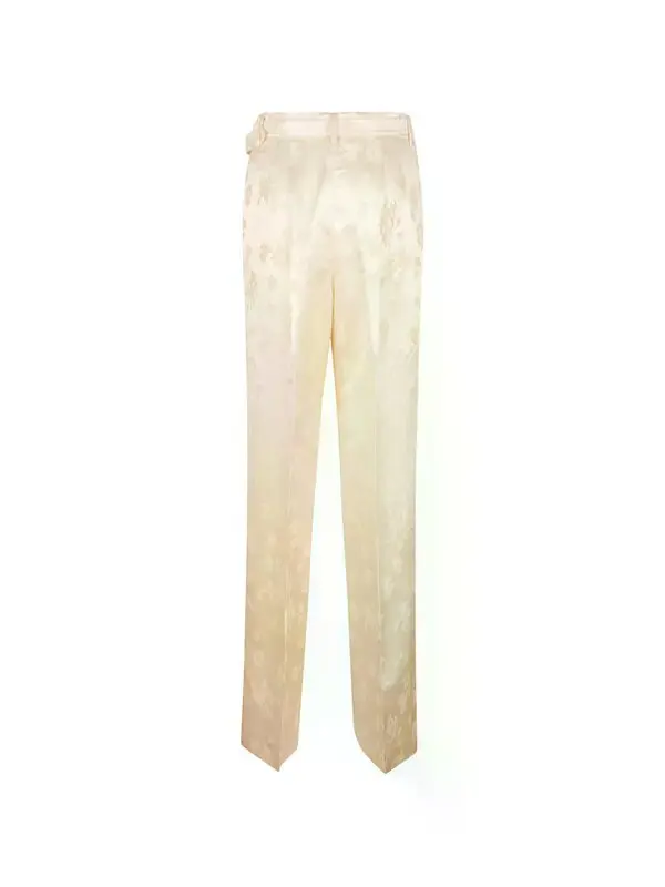 Gabriela Hearst Ivory Silk Floral-jacquard Belted Trousers