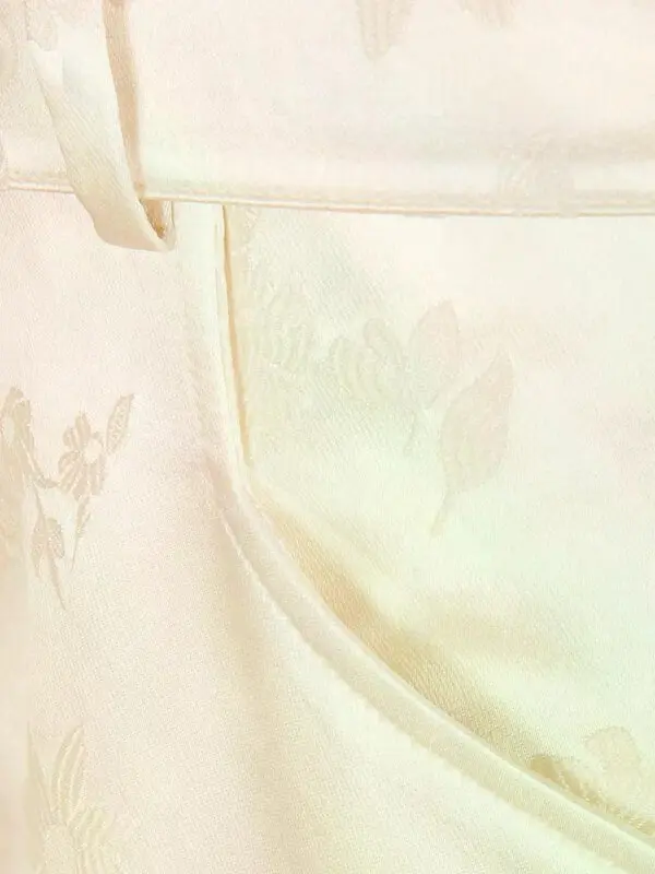 Gabriela Hearst Ivory Silk Floral-jacquard Belted Trousers
