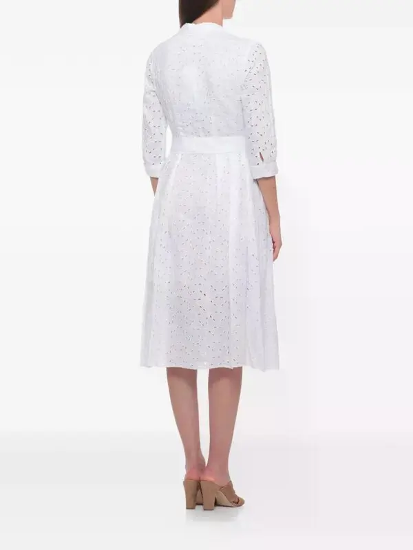 120% Lino Broderie Anglaise Belted Dress