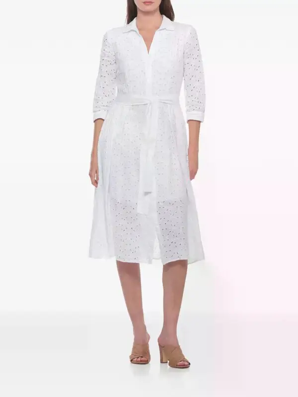 120% Lino Broderie Anglaise Belted Dress