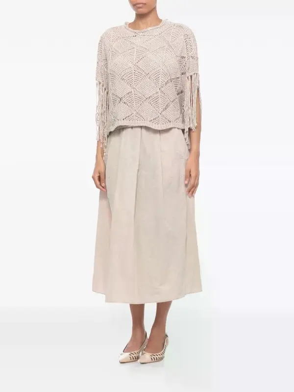 Antonelli Firenze Crochet-knit Sweater With Fringe Detail