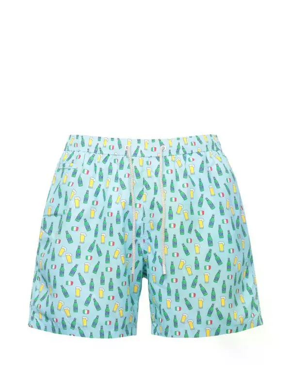 MC2 SAINT BARTH Graphic Print Drawstring Swim Shorts - Blue