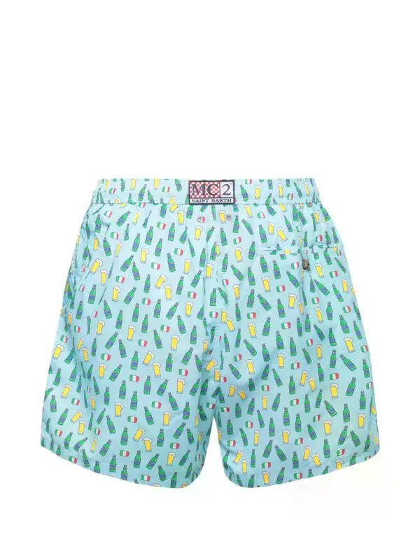MC2 SAINT BARTH Graphic Print Drawstring Swim Shorts - Blue