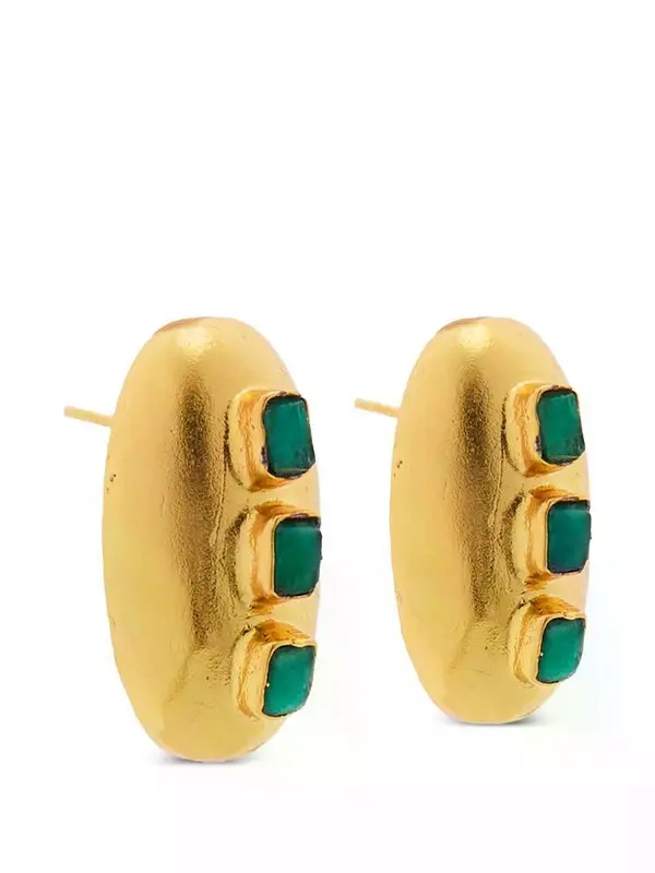 FENOMENA Emerald & -tone Matte Finish Earrings