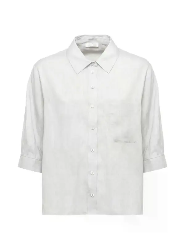 PANICALE Three-quarter Length Sleeve Linen Shirt - Grey