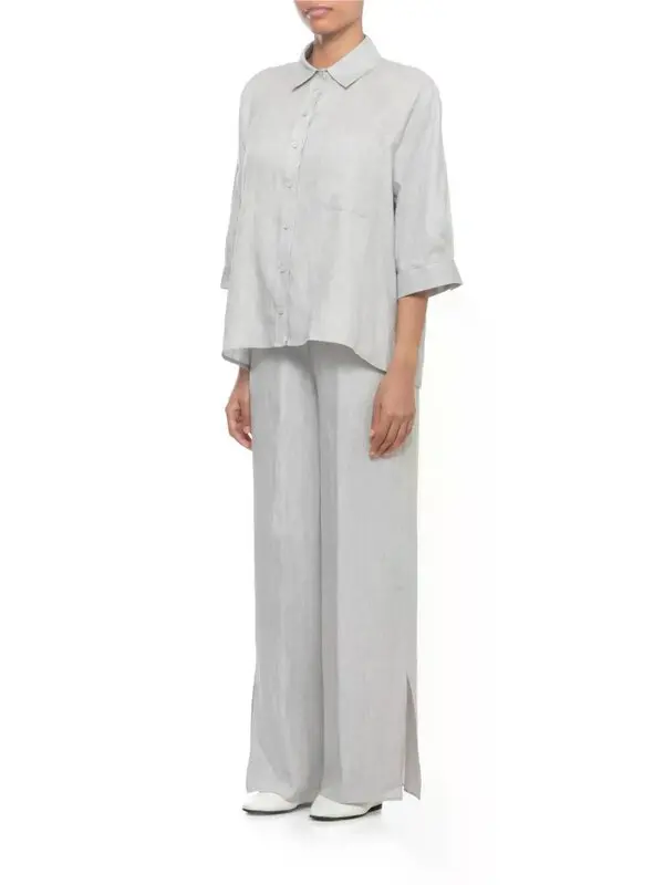 PANICALE Three-quarter Length Sleeve Linen Shirt